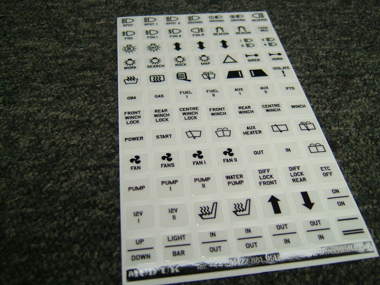 Legend Sheet for Carling Switches - LRS Offroad